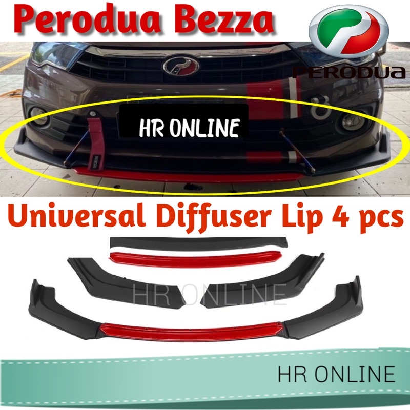 Perodua Bezza Front diffuser lip front Skirt Front bodykit red and ...