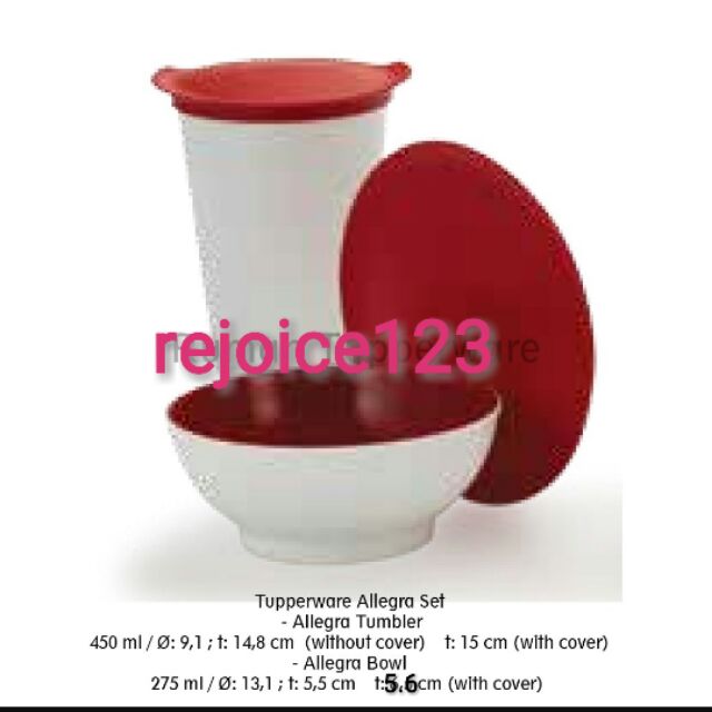 Tupperware allegra set (1allegra bowl&tumbler) | Shopee Malaysia