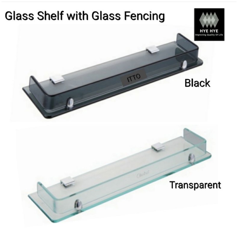 Bathroom Glass Shelf Black / Transparent / Rak Kaca | Shopee Malaysia