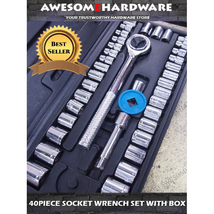 ABTOOLS 40PCS RATCHET BOX SOCKET SET BOX SET SPANNER SET WRENCH SET ...