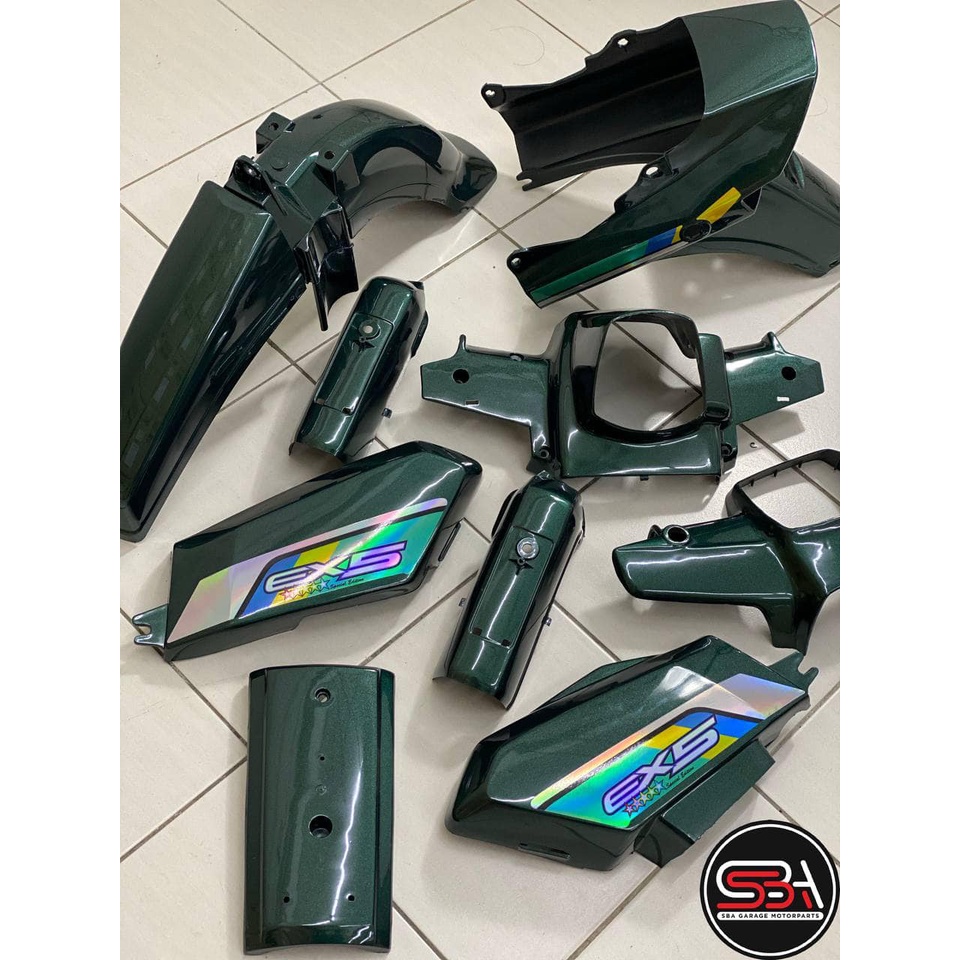 COVERSET BODYSET EX5 DREAM HONDA COVER SET CHROME / CARBON ARMY GREEN HIJAU COMPLETE M SEKI MADE ...