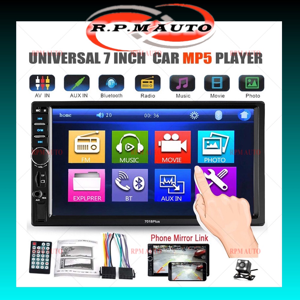 7inch MP5 Player Double 2 DIN Car FM Stereo Radio Bluetooth USB/AUX/SD ...