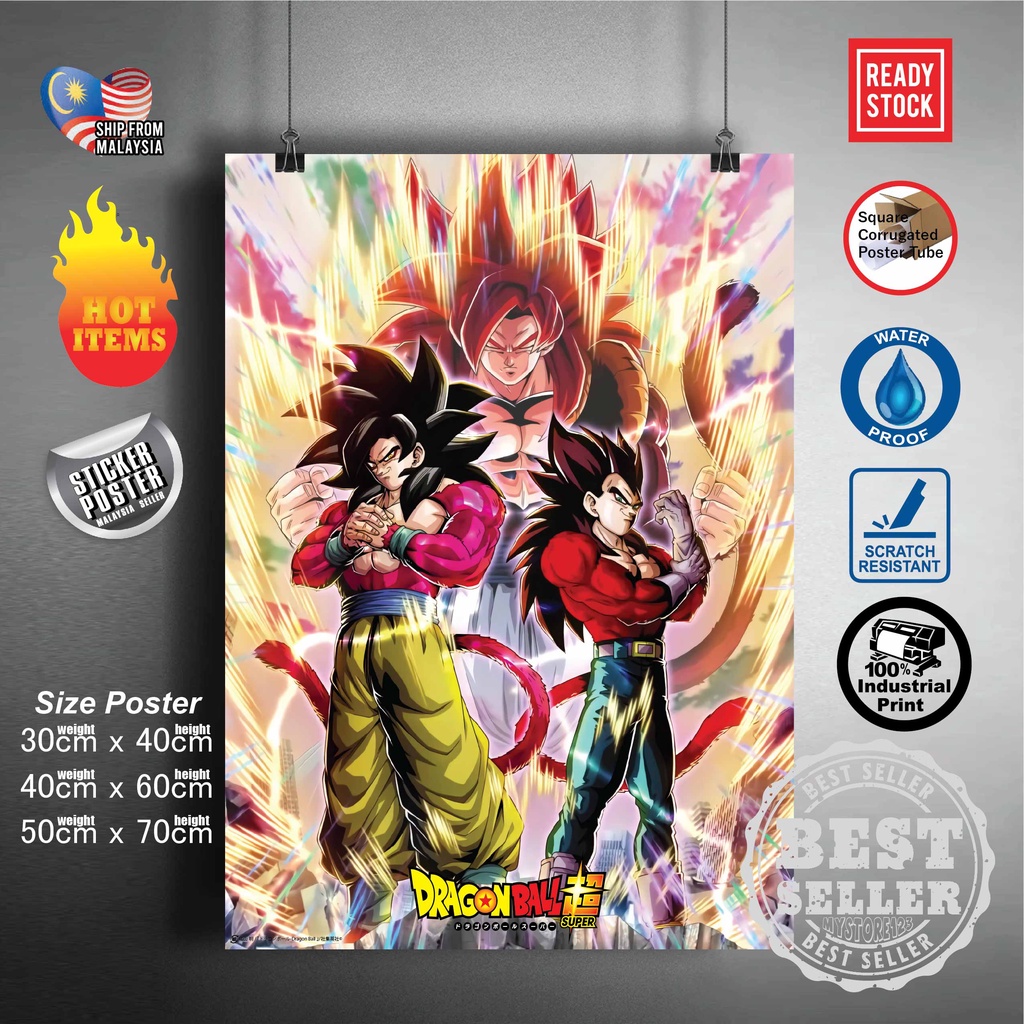【READY STOCK】Dragon Ball Poster Super Sanyan Goku Vegeta Gohan Frieza ...