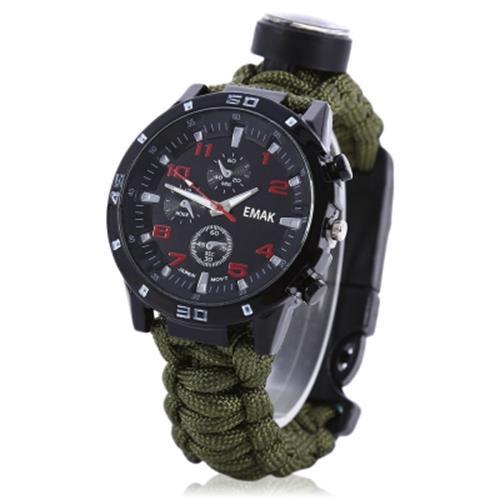 EMAK OUTDOOR SURVIVAL WATCH BRACELET WITH COMPASS (ARMY GREEN) | Shopee ...