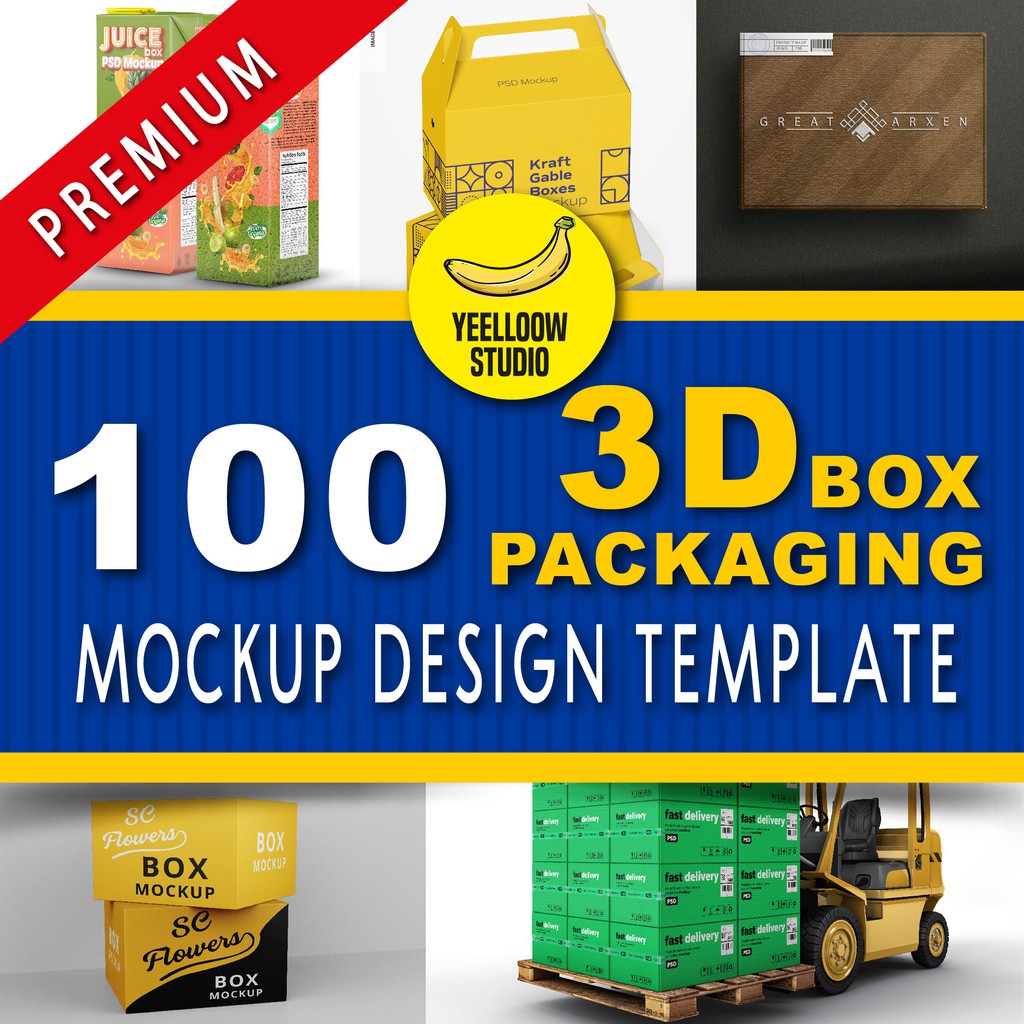 3D Premium Box Packaging mockup design East to use - PSD | Shopee Malaysia