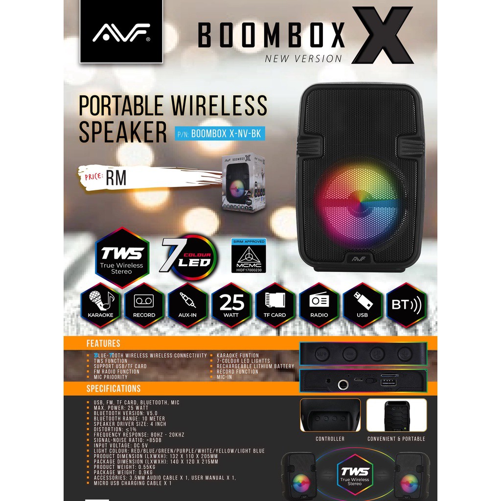 GAMING FREAK AVF BOOMBOX X NV Portable Speaker RGB Bluetooth Speaker ...