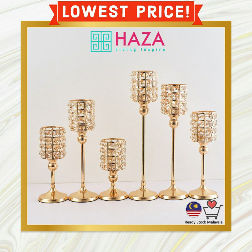 🔥 READY STOCK 🇲🇾🔥 CLASSIC Crystal Candle Holder Hiasan Kristal Iron ...