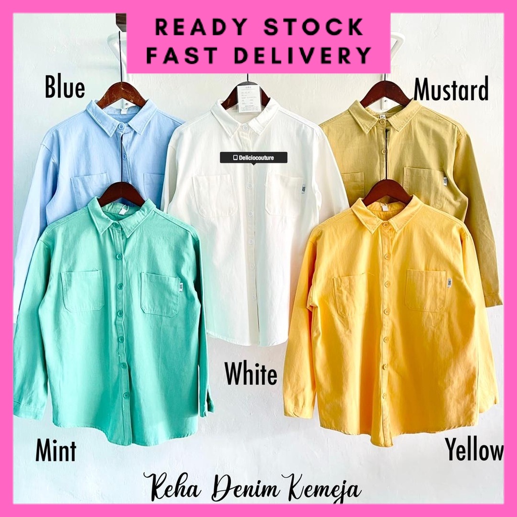 REHA DENIM KEMEJA women kemeja baju kemeja wanita fashion casual kemeja ...