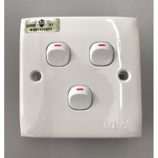 Mind 3 Gang 1 Way Switch Round Type | Shopee Malaysia