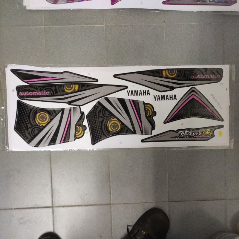 Stiker sticker body stripe cover set yamaha ego s egos (8) black red megenta sticker | Shopee ...