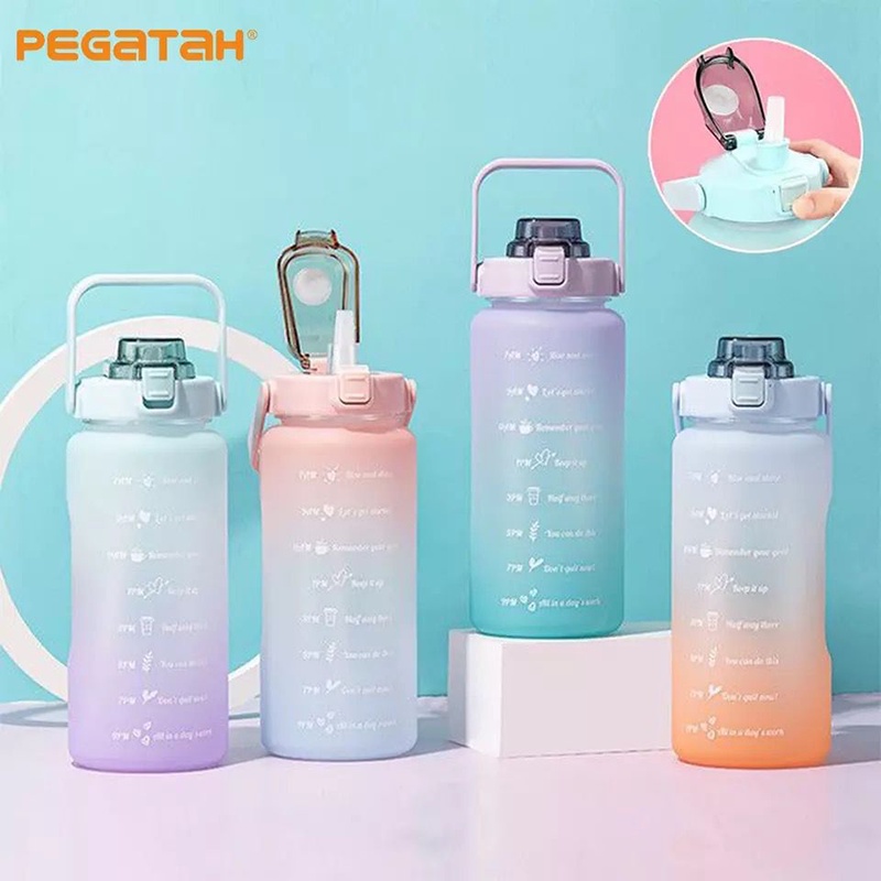 2000ML Botol Air Viral FREE 2D3D Stickers FREE Brush Cute Water Bottle ...