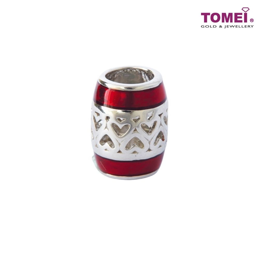 TOMEI Charm of Barrel with Interlaced Love Vibes, White Gold 585 (P5648 ...