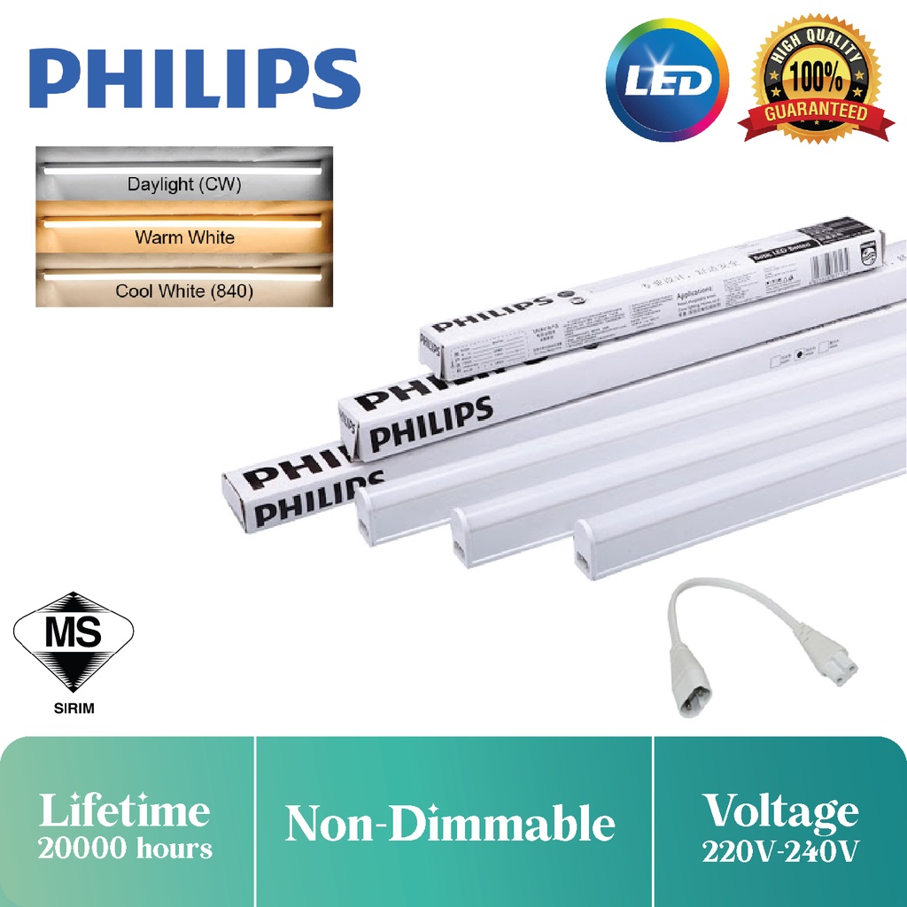Philips LED T5 Batten 3000K (Warmwhite) / 4000K (Coolwhite) / 6500K (daylight) 1FT/2FT/3FT/4FT ...