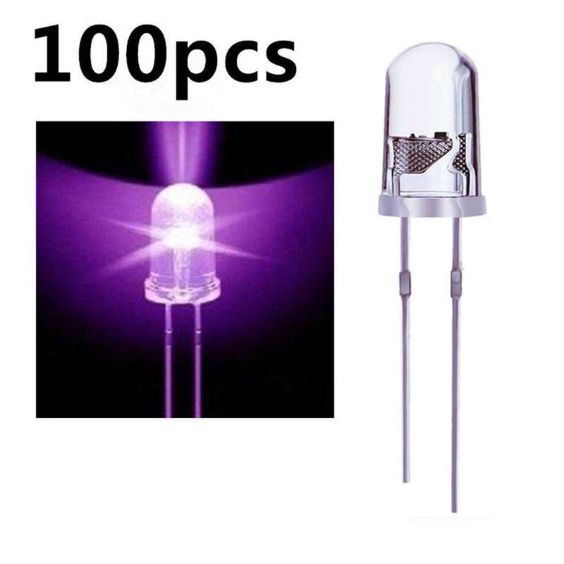 Ready Stock 100Pcs 5Mm Round Purple Uv Led Diode Super Bright Purple ...