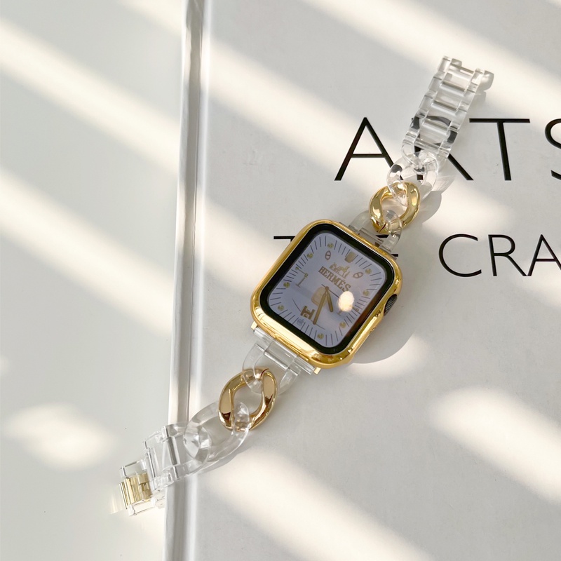 Transparent resin splicing chain strap for iWatch Series Ultra 10 9 S8 ...