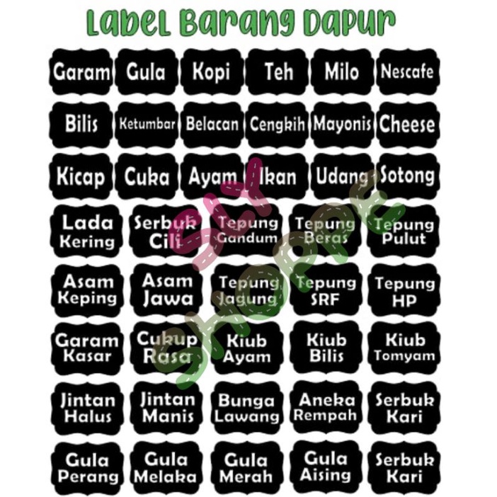 Sticker Label Barang Dapur|sticker Vinly | Deco Dapur | Shopee Malaysia