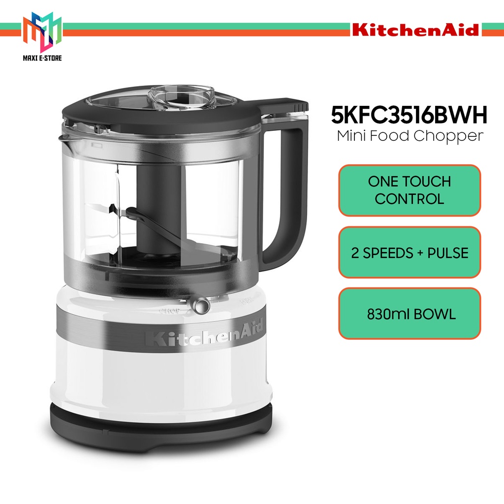 KitchenAid 830ml Mini Food Chopper 2 Speed + Pulse White 5KFC3516BWH / Red 5KFC3516BER / Guava ...