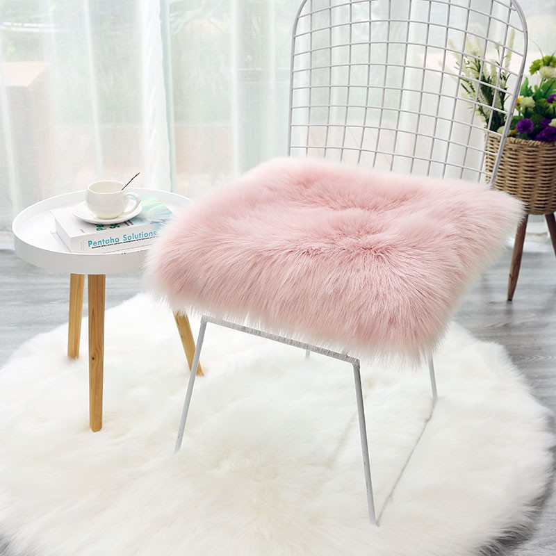 Round Square Soft Artificial Fur Sheepskin Rug Chair Cover Seat Rug ...