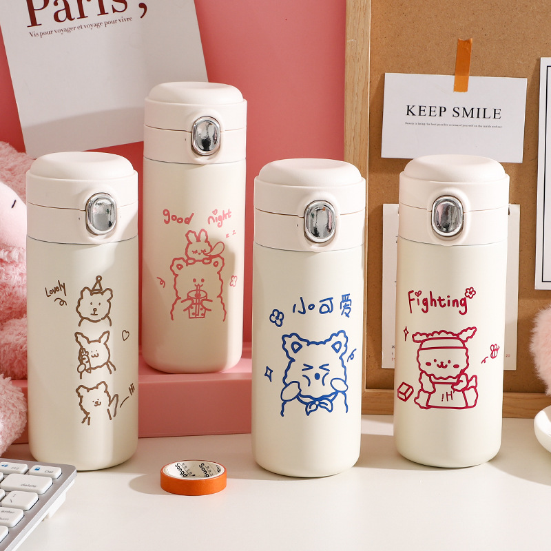 350ml Cute cartoon vacuum flask 304 stainless steel 350ml 可爱卡通保温杯304不锈钢 ...