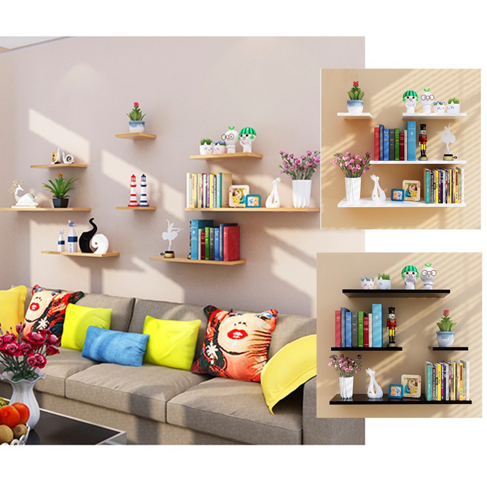 4PCS Floating Rack Rak Dinding Floating Wall Shelves/ Wall Shelves ...