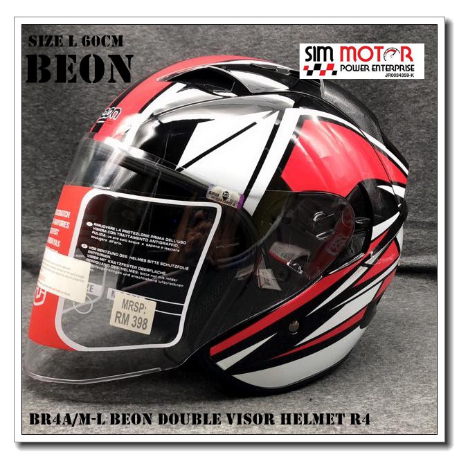 Beon Open Face Helmet R4 With Double Visor | Shopee Malaysia