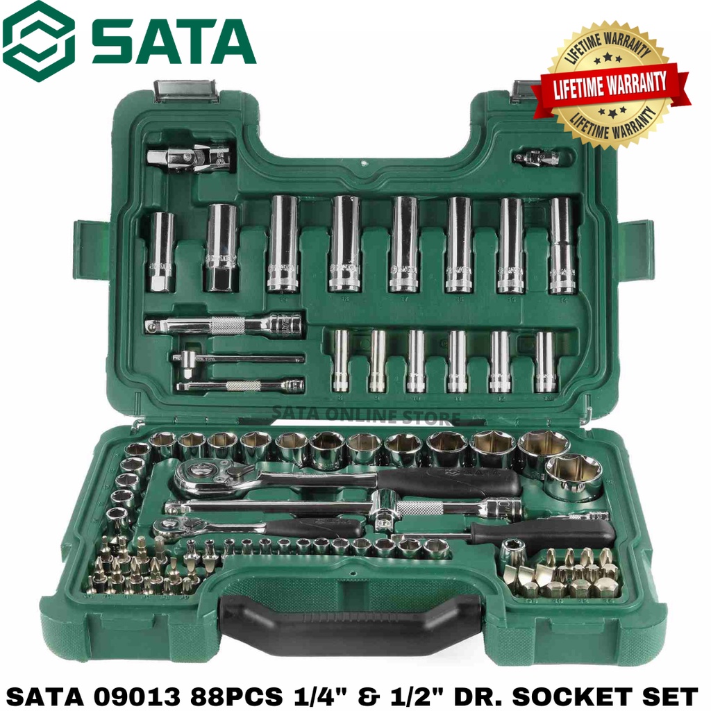 (ND) SATA 09013 88PCS 1/4" & 1/2" DR. SOCKET SET / TOOL BOX / HAND ...