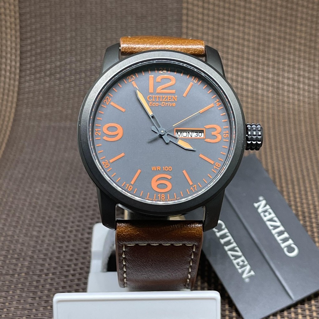 Citizen BM8475-26E Eco-Drive Military Sport Brown Leather Analog Watch ...