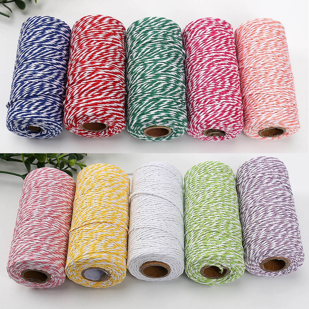Tag line two-color cotton rope 100m red green lanyard DIY hand-woven ...