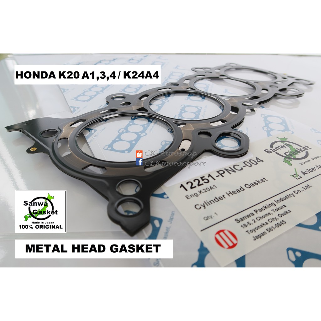 SANWA Japan Metal Head Gasket K20A1 K24A1 DOHC i-VTEC HONDA non Type R ...
