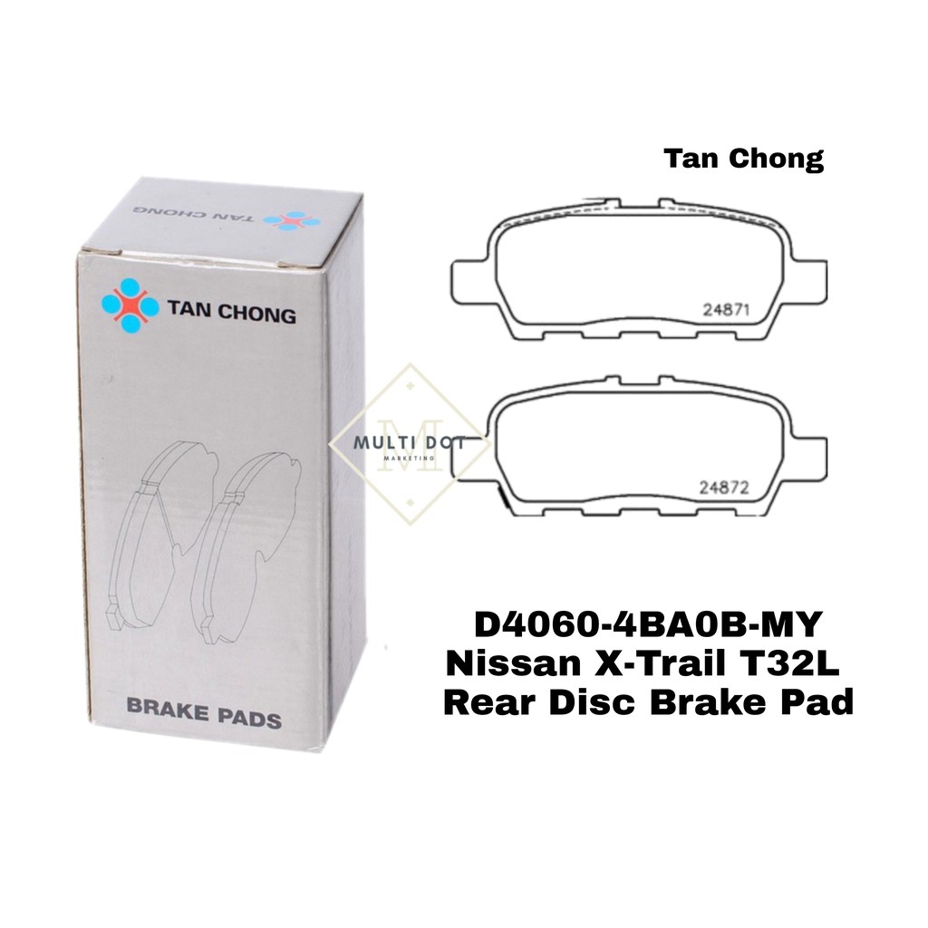 Nissan Rear Disc Brake Pad X-Trail T32L X-Trail Teana J32 L33 Serena C26 Sylphy B17 (Tan Chong ...