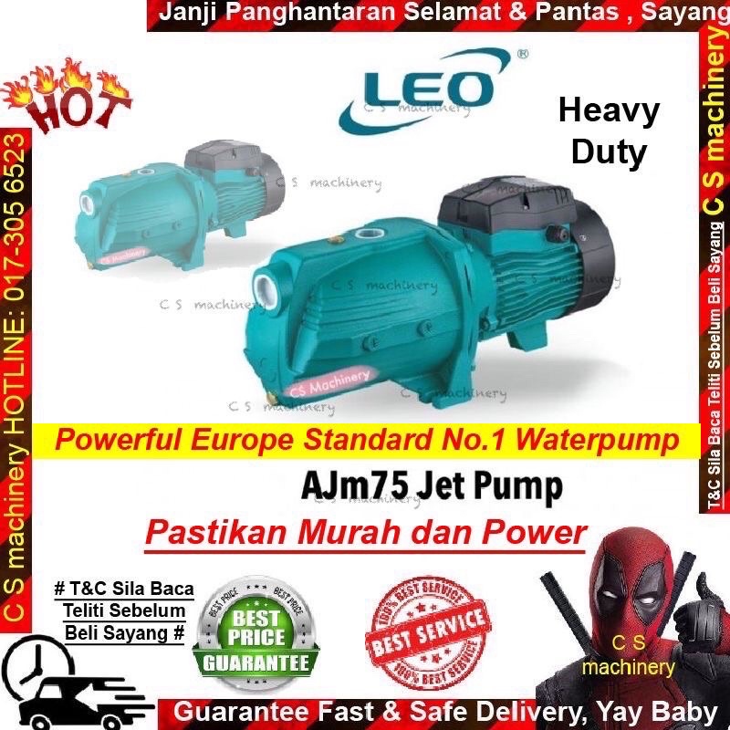 ORIGINAL LEO AJm75 Self-Priming Jet Water Pump 1HP | Shopee Malaysia