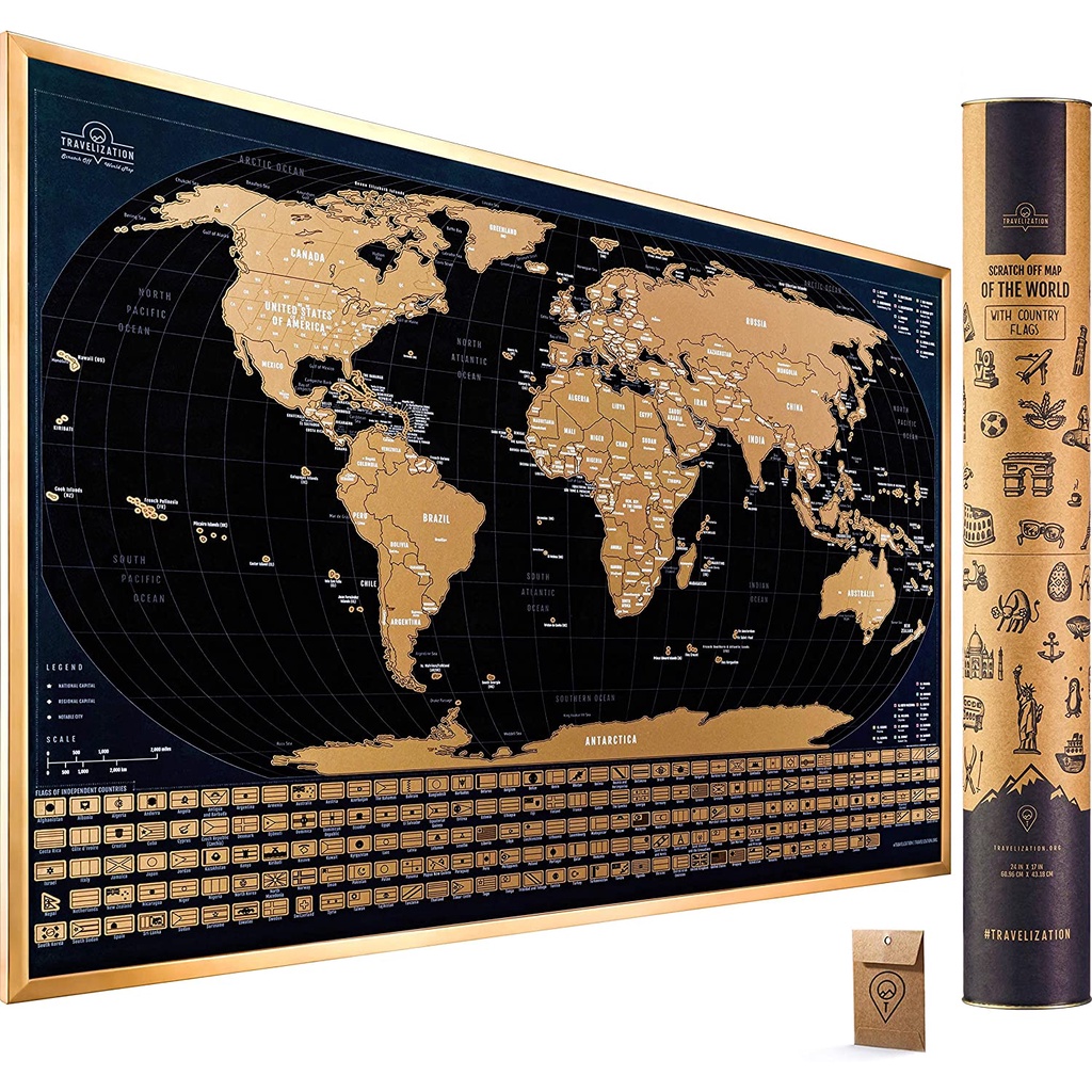 Scratch Off Map of The World with Flags Deluxe World Map Scratch Off ...