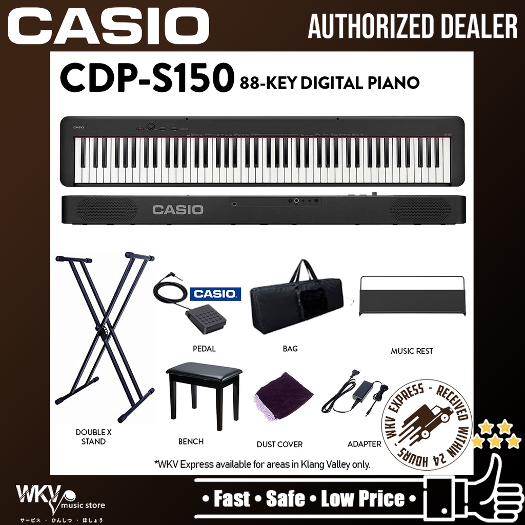 Casio CDP-S150 88-key Digital Piano with Keyboard Stand, Piano Stool ...