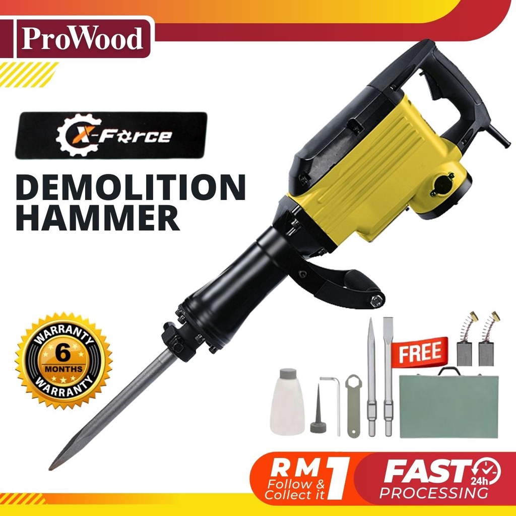 X-Force 65A 1700 Heavy Duty Hex Demolition Hammer 65mm Breaker Hammer ...
