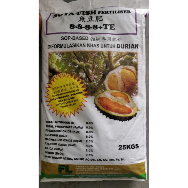 BAJA ORGANIK /ORGANIC FERTILIZER SOYA FISH SOP BASED 8/8/8/8+TE ...