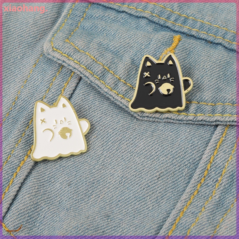 Black White Cute Cat Enamel Lapel Pins Black Cat Badge Brooches Jewelry ...