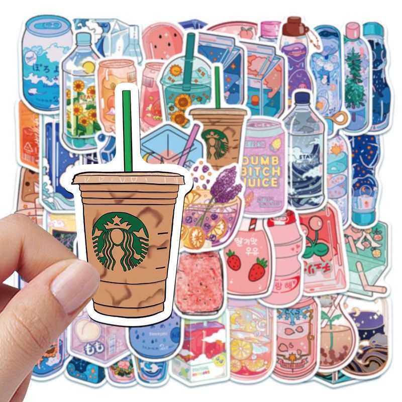 Sticker 10pcs/set random Beverage drink kawaii cute 贴纸 手账贴纸防水 flavored ...