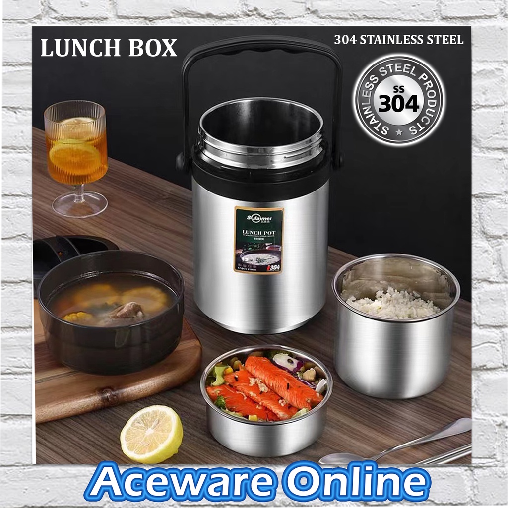304 Stainless Steel Thermal Heat Insulation Hot Lunch Pot Box Thermos ...