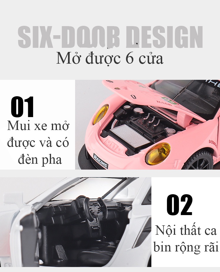 Porsche 911 RSR KAVY car model made of solid alloy with music and ...