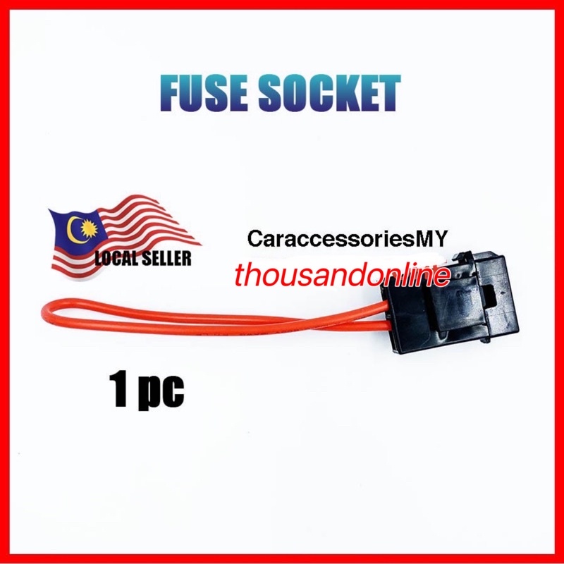 CAR AUTO FUSE HOLDER FUSES BOX SOCKET WITH 20CM LINE (BLACK) | Shopee ...