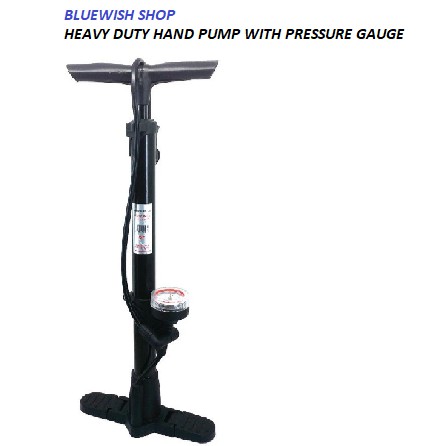 HEAVY DUTY HAND PUMP WITH PRESSURE GAUGE BICYCLE, MOTORBIKE , PAM ...