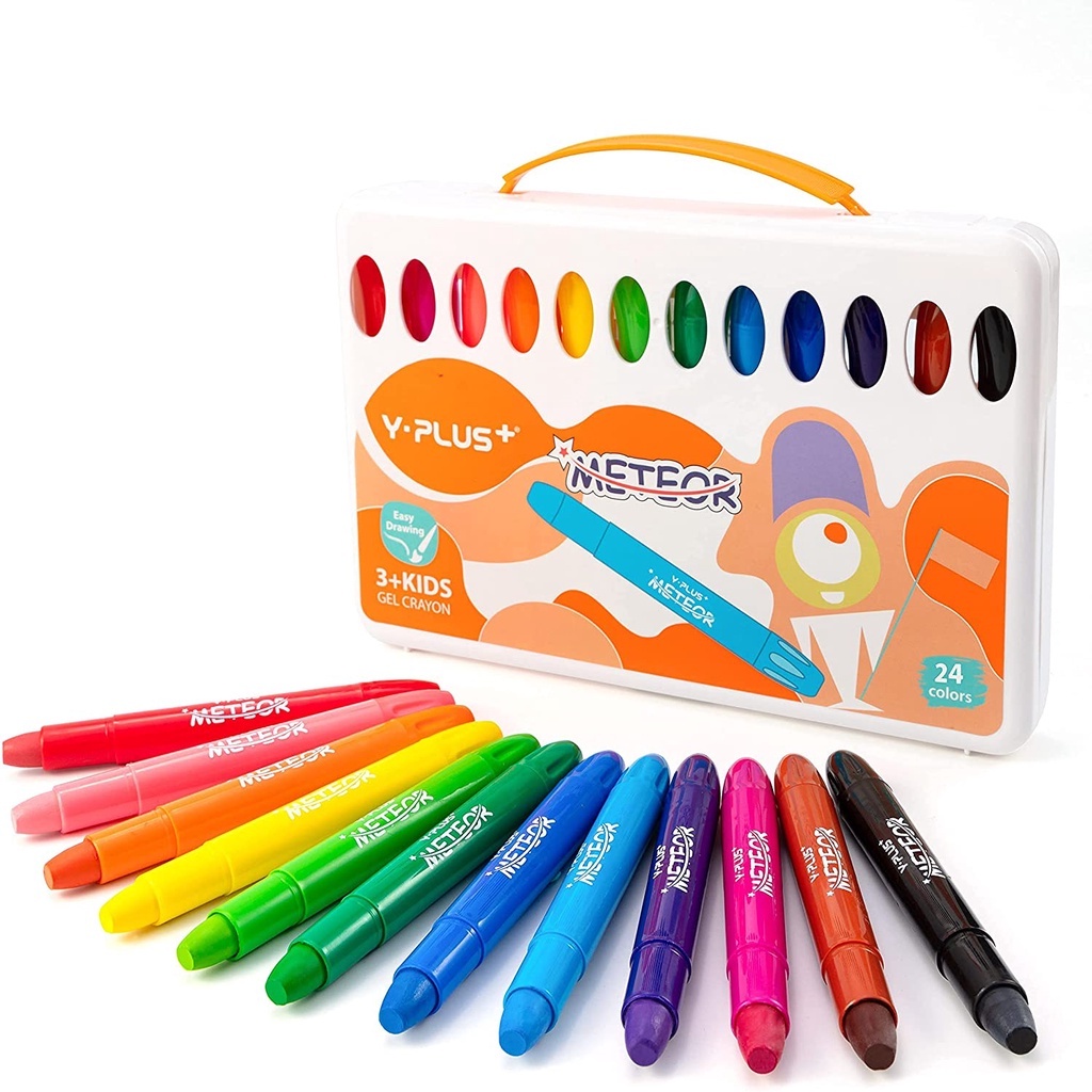 (NEW) YPLUS/Y+ Non Toxic Washable Gel Silky Crayons Set 12 Colours ...