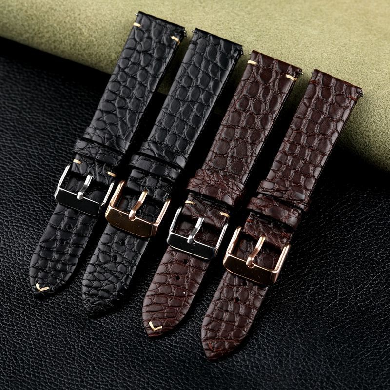 Ultra-Thin Crocodile-Fish Skin Black Brown Strap 18 19 20 21 22MM ...