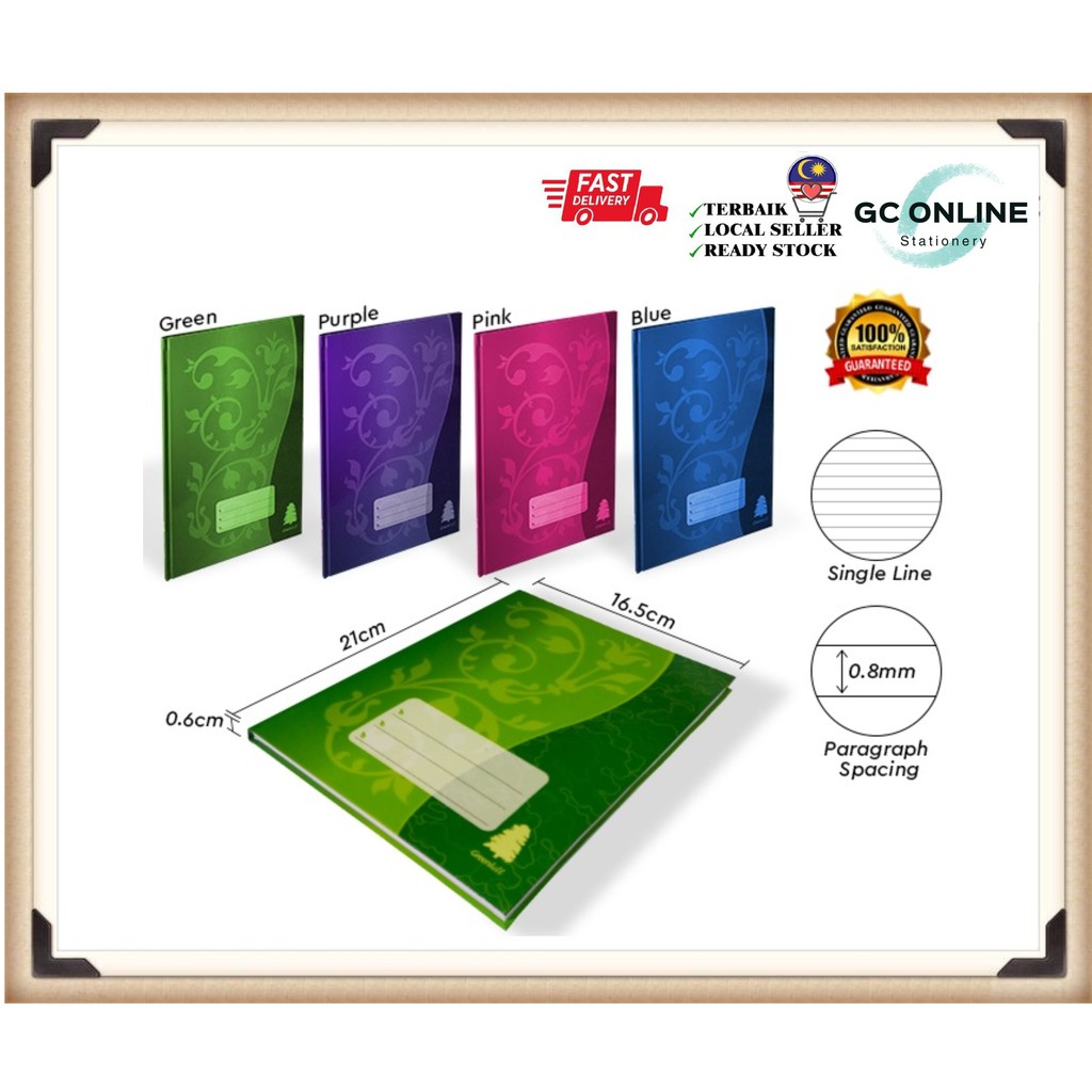 Greenhill F5 Hard Cover Quarto Book / Square Book / Buku Log Pendek ...