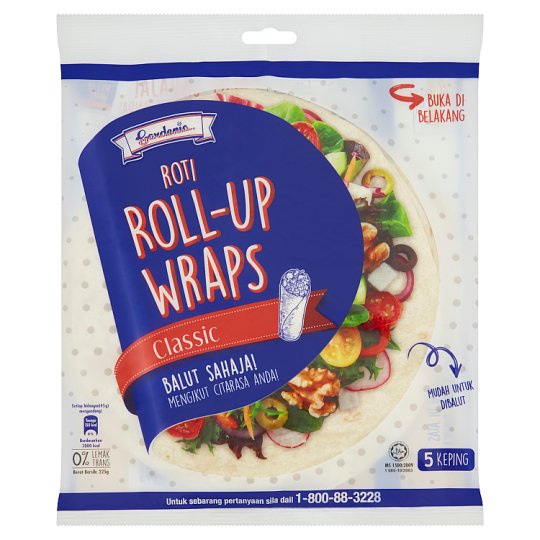 Gardenia Roti Roll-Up Wraps Garlic 5 Pieces 225g (Classic/Wholemeal ...