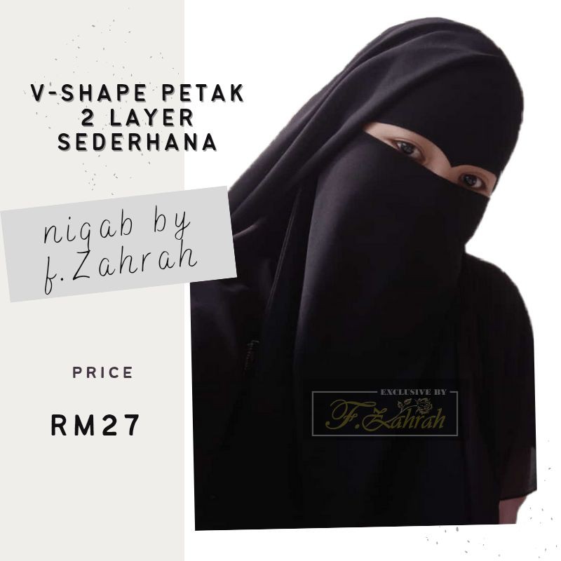 F.Zahrah Niqab V- shape Sederhana Labuh veil 28 inchi /Super Labuh 40 ...