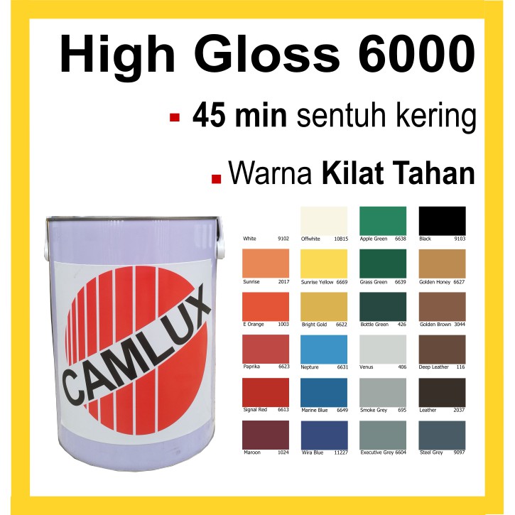 Camlux Hi Gloss 6000 Wood and Metal Paint 5L(5Liter) Cat Kayu Cat Besi ...