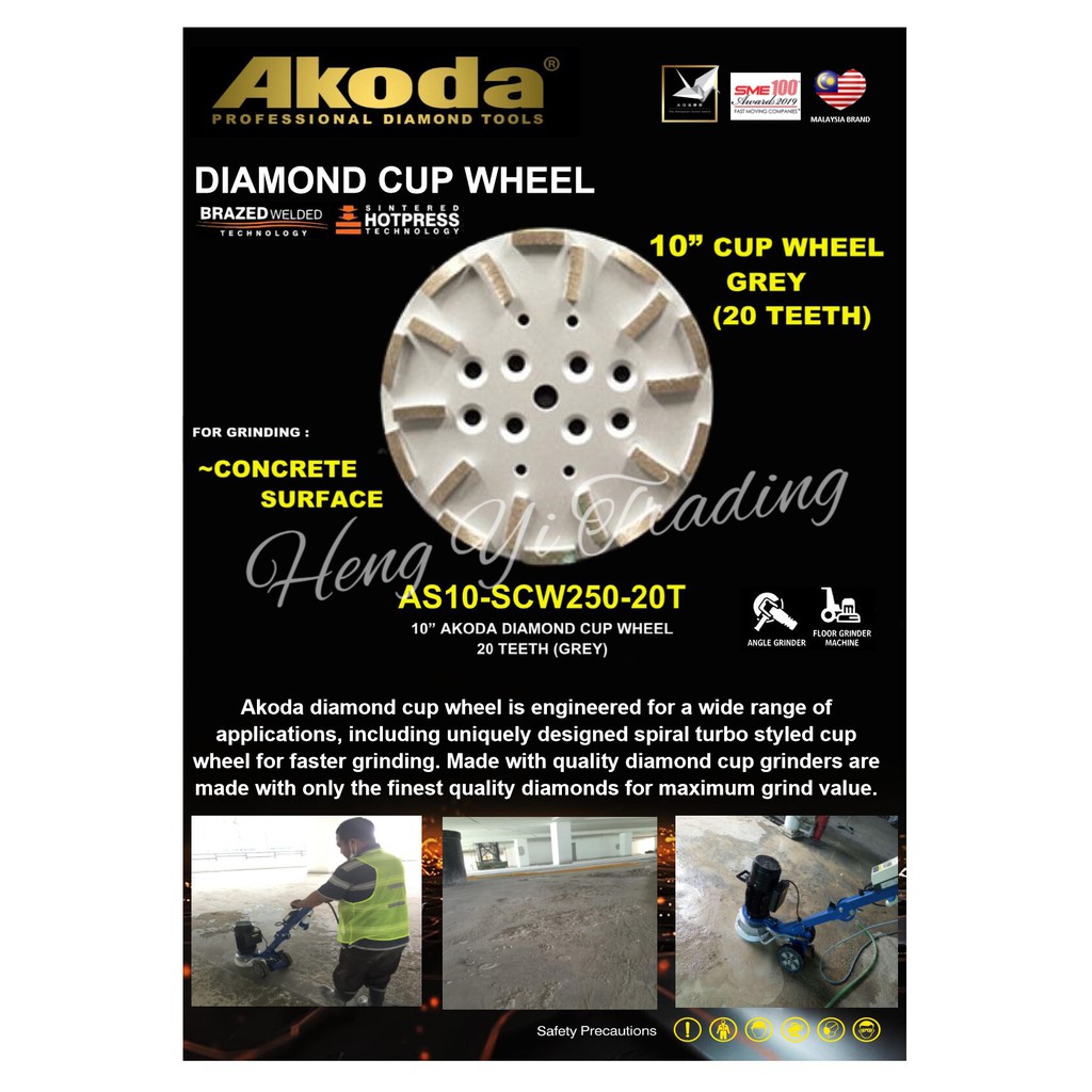 10" Akoda Diamond Cup Wheel 20 Teeth ( Grey ) AS10-SCW250-20T | Shopee ...