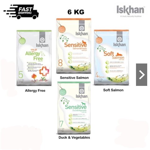 ISKHAN DOG FOOD 6KG, SOFT SALMON, SENSITIVE SALMON POTATO,ALLERGY FREE ...