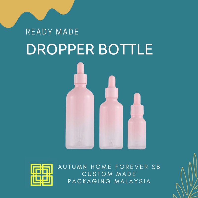 Ready Made Dropper Bottle Pink Gradient Glass 5ml, 10ml, 15ml, 20ml ...